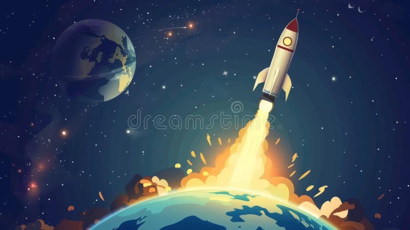 Dynamic Space Rocket Launch Capturing Thrill and Adventure from Earth ...