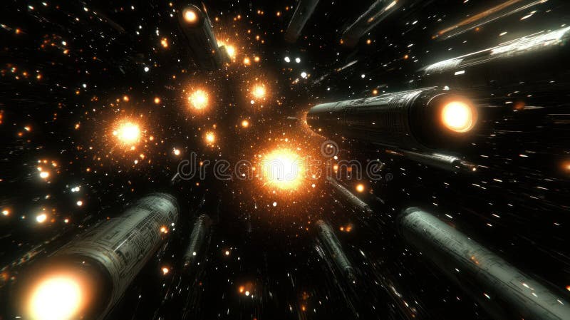 A Dynamic Space Scene with Glowing Objects and Light Effects ...