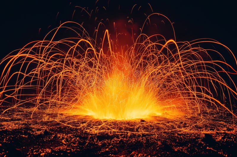 Dynamic Spark Trails with Fiery Abstract Energy Stock Image - Image of ...