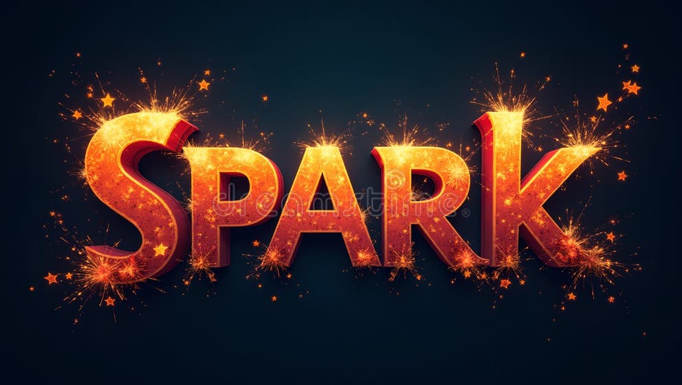 Dynamic Spark Typography with Star Like Bursts Impactful Design Element Stock Illustration ...