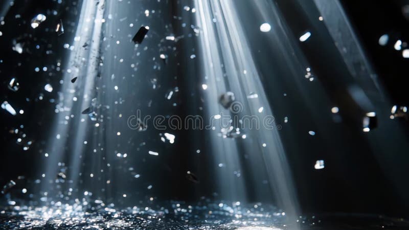 Dynamic Sparkling Glass Shards in Dramatic Light Beams Stock Video ...