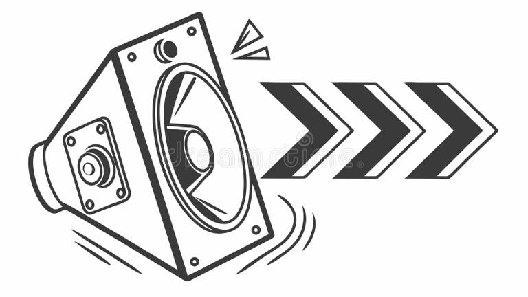 Dynamic Speaker Icon with Arrows Representing Sound Flow, Vector Design ...