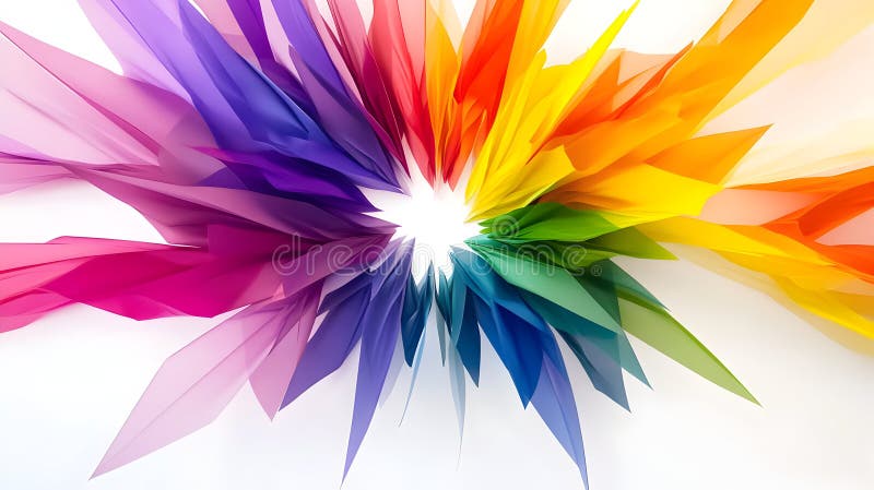 Dynamic Spectrum: Vibrant Rainbow Explosion on White Background Stock ...