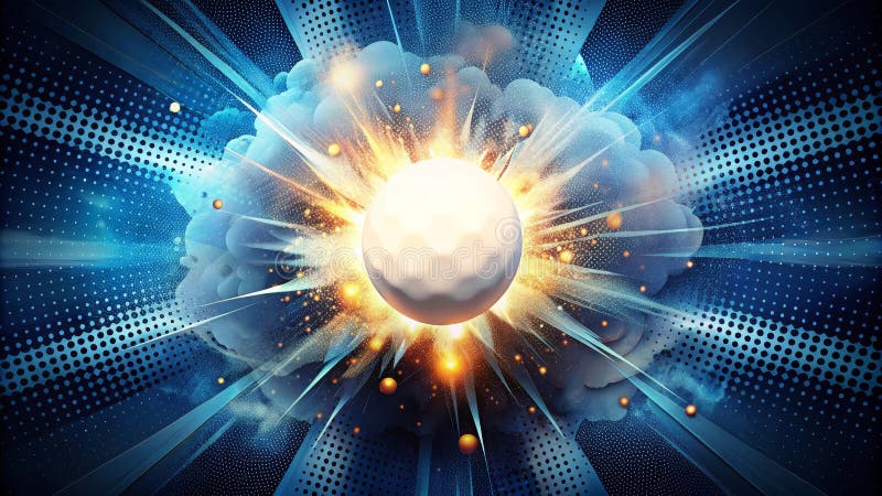 Dynamic Sphere Exploding in a Blue and Gold Light Show. Generative AI ...