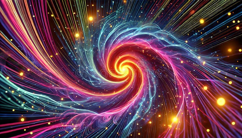 Dynamic Spiraling Vortex in Vibrant Neon Colors with Glowing Light ...