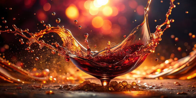 Dynamic Splash of Amber Liquid in a Glass. Generative AI Stock ...