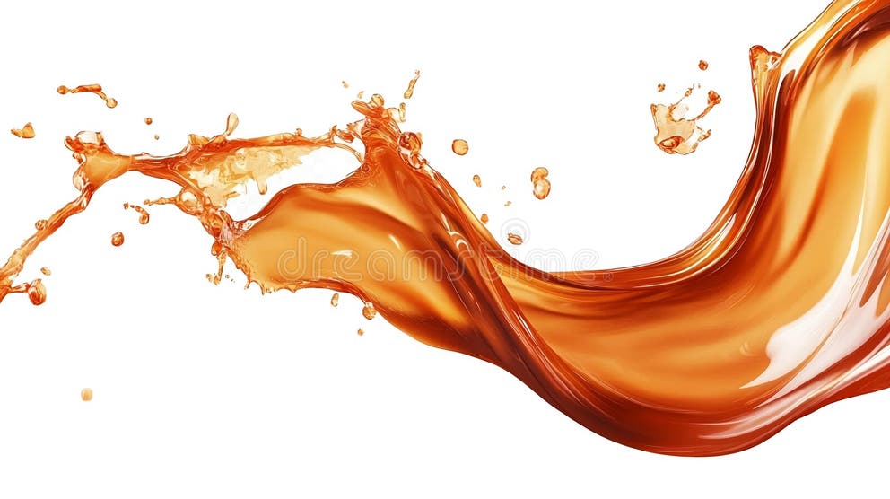 Dynamic Splash of Amber Liquid on White Background. Stock Image ...
