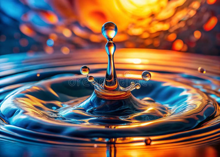 Dynamic Splash of Azure and Mandarin Orange Liquid a Captivating ...