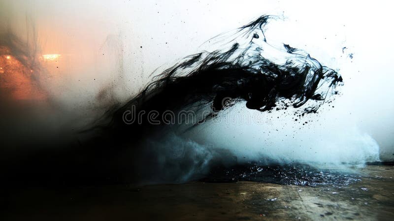 Abstract Black Ink Swirl in Water, Dramatic Artistic Splash Stock ...