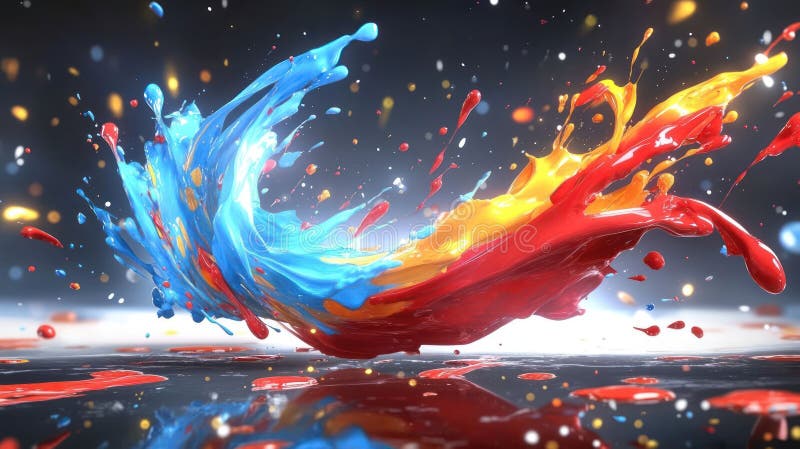 A Dynamic Splash of Blue and Red Paint Creating an Artistic and Vibrant ...