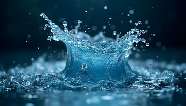 A Dynamic Splash of Blue Water Arching into a Crown Shape with ...