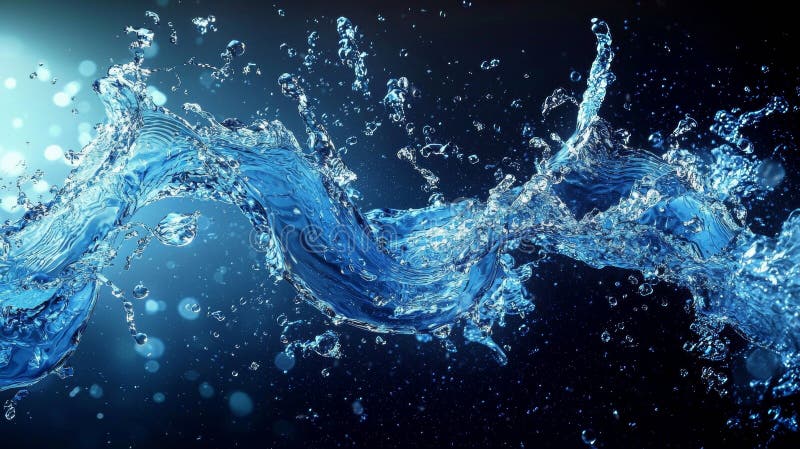 Dynamic Splash of Blue Water on Dark Background Stock Photo - Image of ...