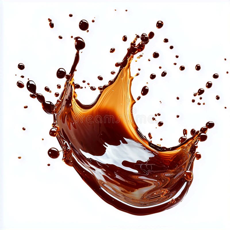 Splash of Brown Liquid on a White Plain Surface Background Isolated on ...