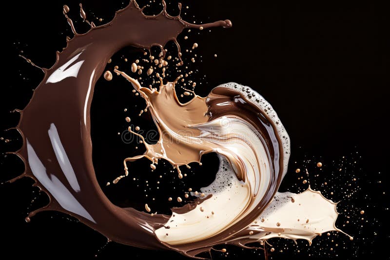 Dynamic Splash of Chocolate and Milk Colliding, Creating Mesmerizing ...