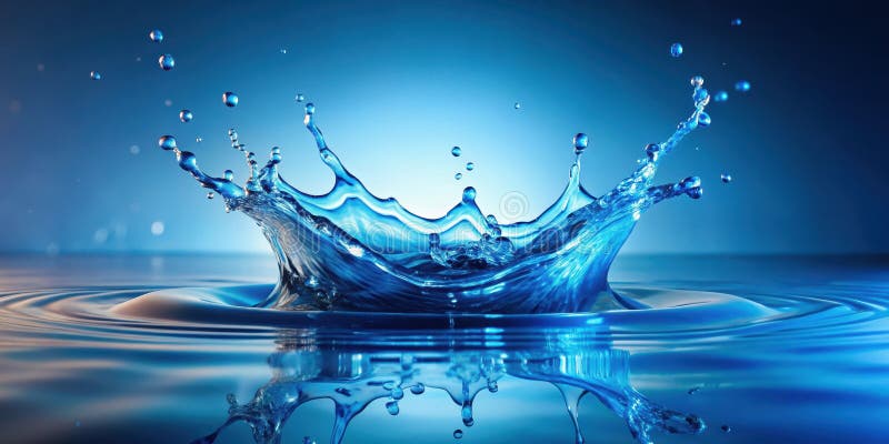 Dynamic Splash of Clean Water Creating a Crown-shaped Reflection ...