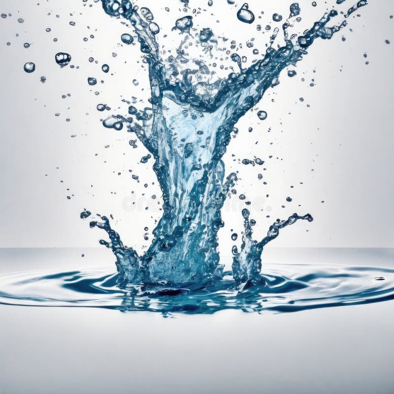 Dynamic Splash of Clear Water Captured Against a White Background Stock ...