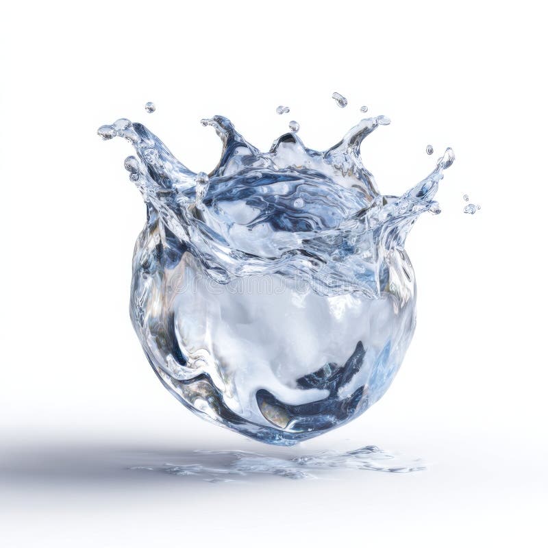 Dynamic Splash of Clear Water Creating a Sphere on a White Background ...