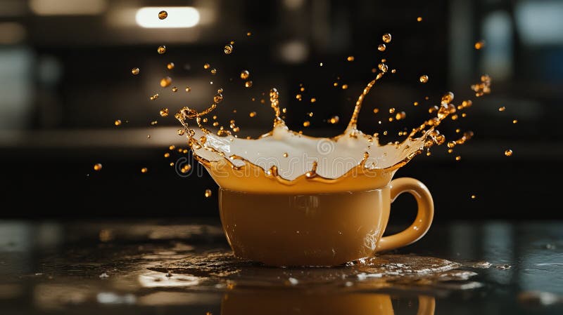 Dynamic Splash Coffee Cup Captured Mid Air Stock Photos - Free ...