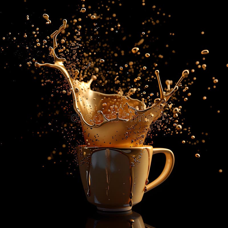 Captivating Coffee Splash in a Cup Captured Against a Dark Background ...