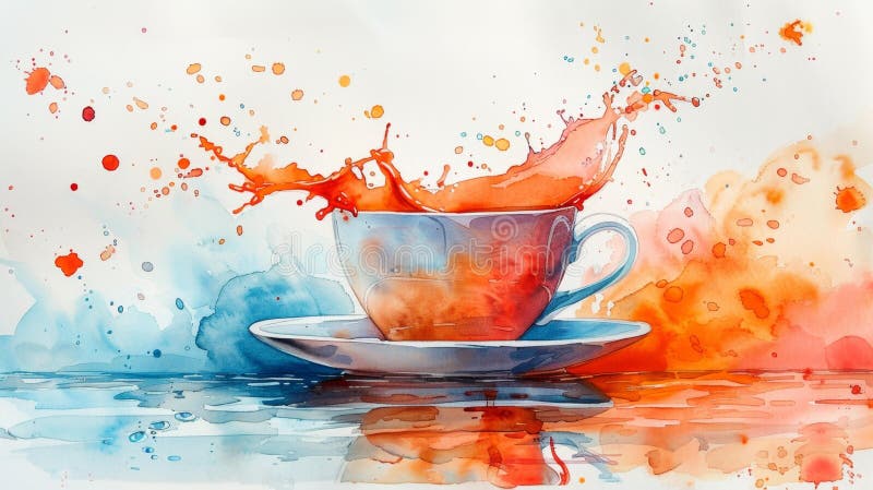 Dynamic Splash of Colorful Liquid in a Cup - Generative Ai Stock ...