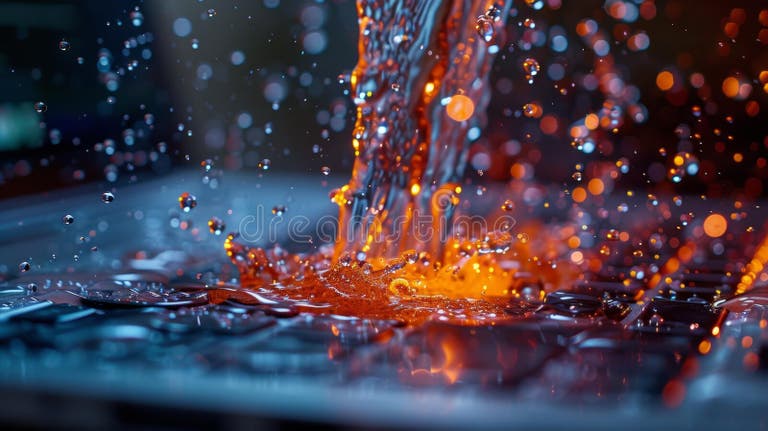 Dynamic Splash of Colorful Liquid on Keyboard - Generative Ai Stock ...
