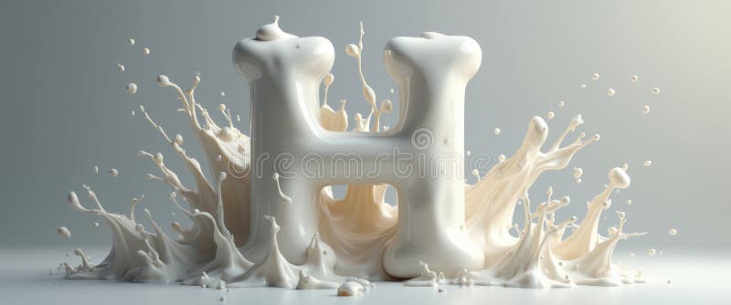 Dynamic Splash of Creamy Liquid Around a Bold Letter H Stock Photo - Image of energy, fluid ...