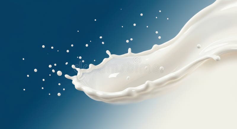 Dynamic Splash of Creamy Milk Against a Deep Blue Gradient Background ...