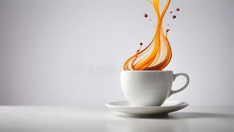 Dynamic Splash Effect from a White Coffee Cup on a Saucer, Artistic ...