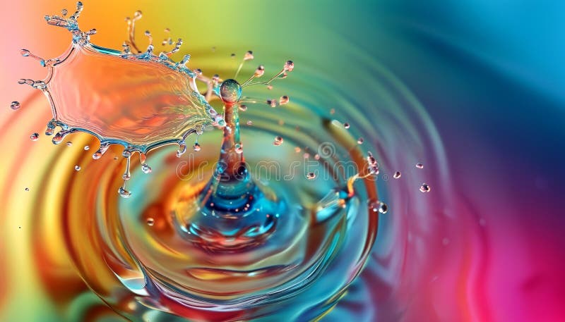 Vibrant Water Splash Creating Ripples Against a Colorful Background ...