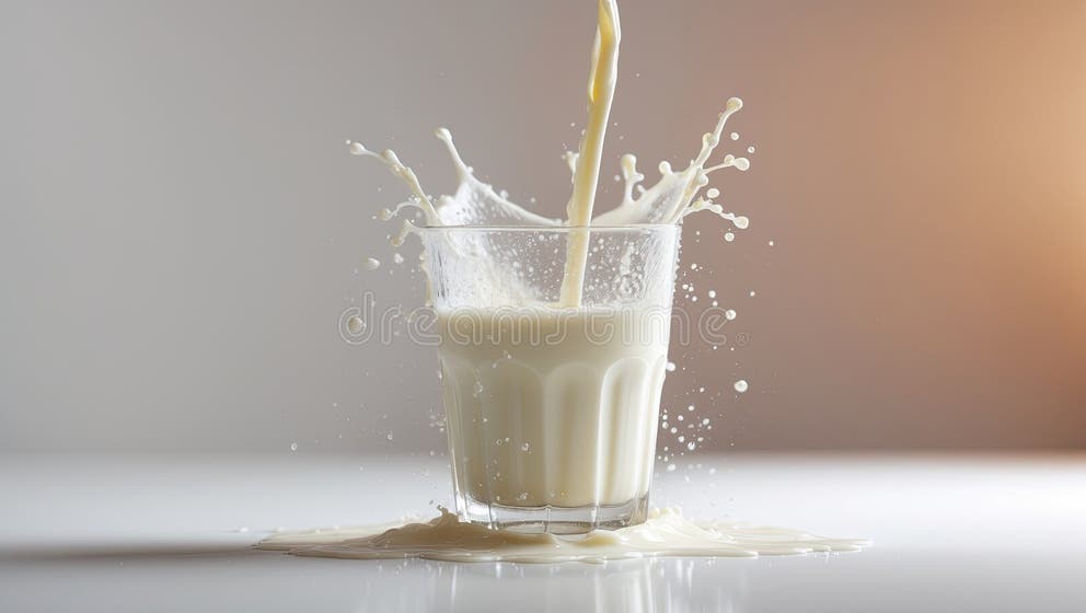 Dynamic Splash of Fresh Milk Pouring into Glass Stock Image - Image of ...
