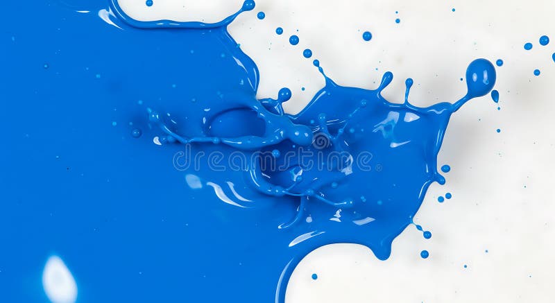 Dynamic Splash of Glossy Blue Paint, Spreading Over a White Background ...