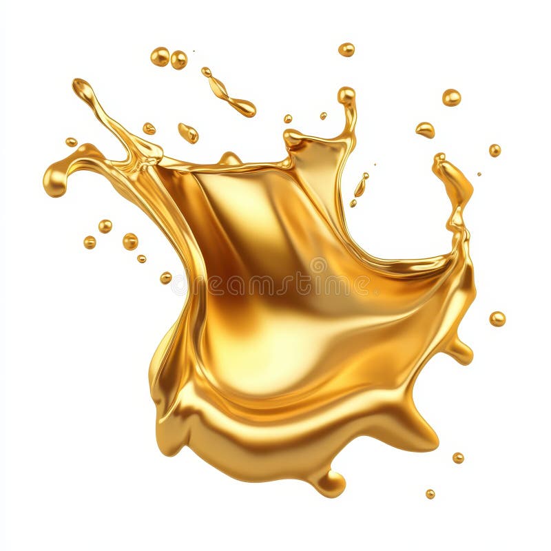 A Dynamic Splash of Golden Liquid, Showcasing Fluid Motion and Glossy Texture Stock Illustration ...