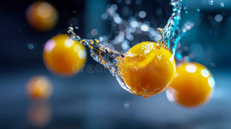 Dynamic Splash of Golden Liquid Spheres in Motion, High-speed Capture Stock Photo - Image of ...