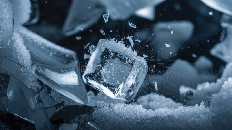 A Dynamic Splash of Ice Cube Shards Frozen in Mid-air, Creating a ...
