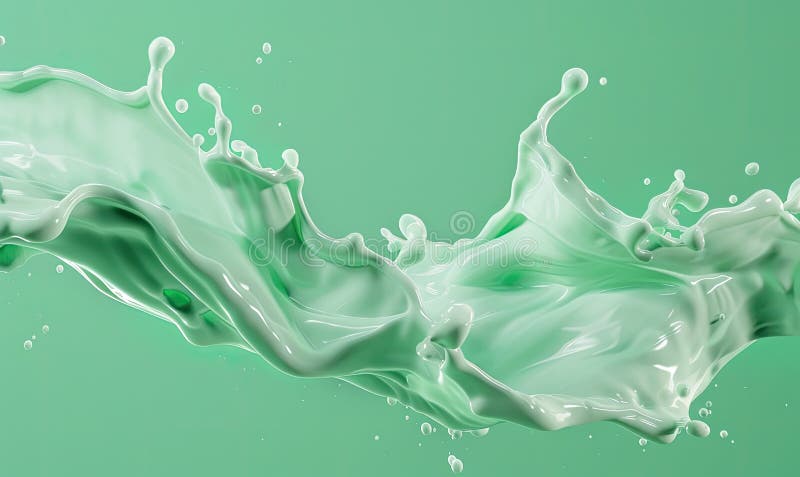 Dynamic Splash of Light Green Liquid Against a Green Background ...