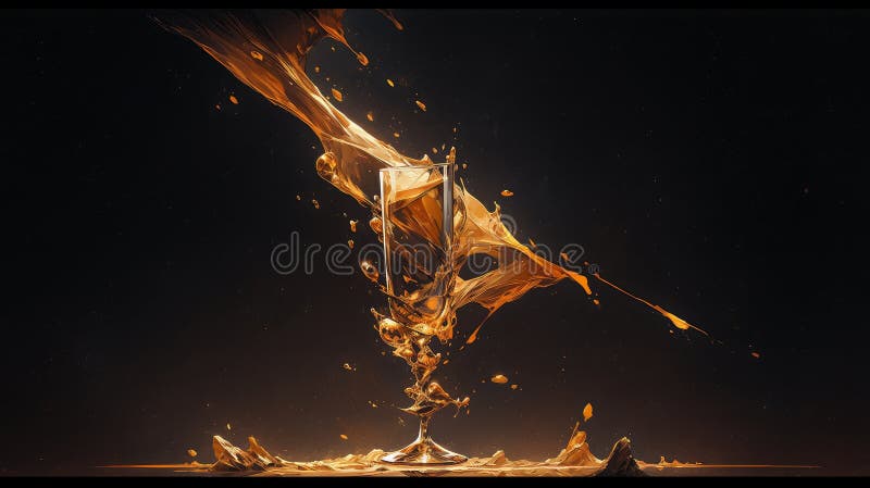 Dynamic Splash of Liquid Around a Glass Stock Illustration ...