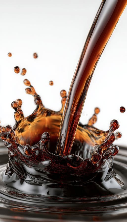 Dynamic Splash of Liquid Coffee Poured Against a Bright White ...