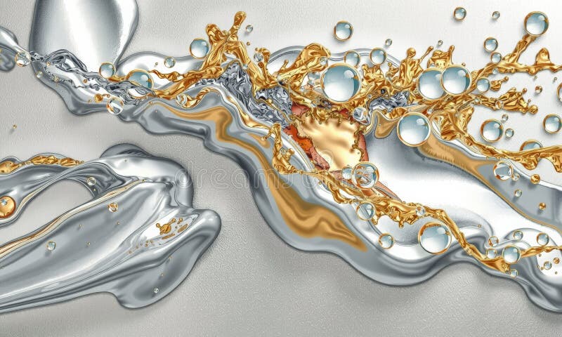 Dynamic Splash of Liquid Gold and Silver Creates Eye Catching Visual ...