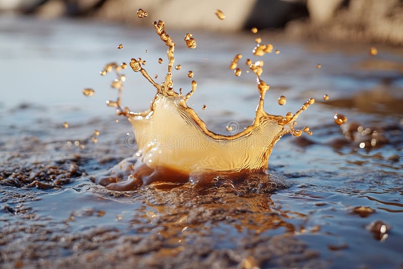 Dynamic Splash of Liquid in Slow Motion Captured Mid-Air with Sunlight ...