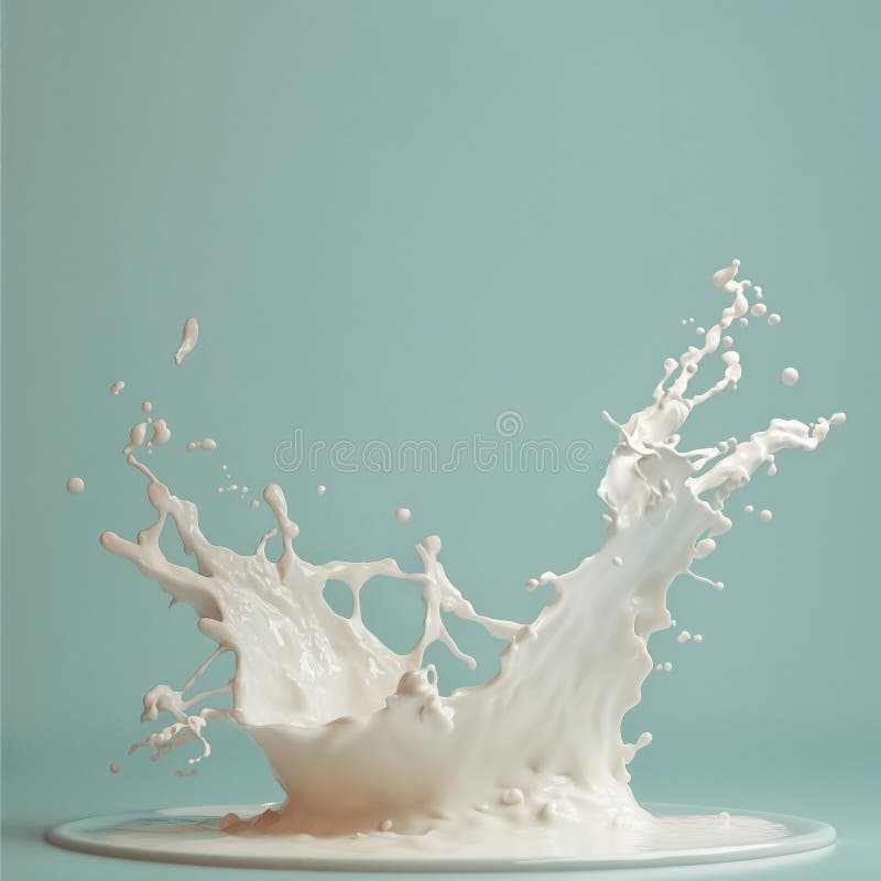 Dynamic Splash of Milk Against Pastel Blue Background Creates Striking ...
