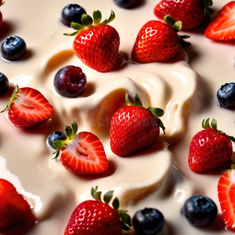 A Dynamic Splash of Milk and a Burst of Mixed Berries, Including ...