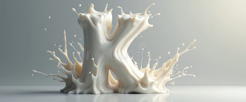 Dynamic Splash of Milk Forming the Letter K Stock Photo - Image of ...