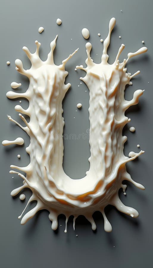 Dynamic Splash of Milk Forming the Letter U Stock Image - Image of ...