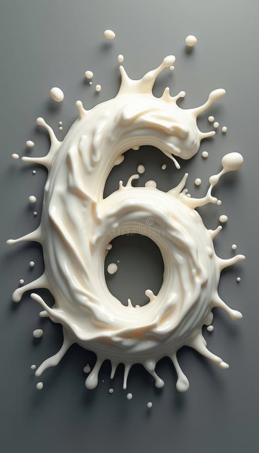 Dynamic Splash of Milk Forming the Number Six Stock Image - Image of ...
