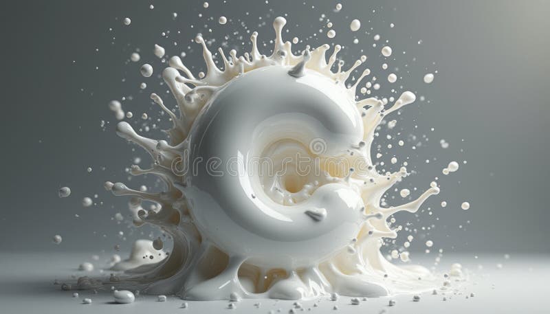 Dynamic Splash of Milk Forming a Stylized Letter C Stock Image - Image ...