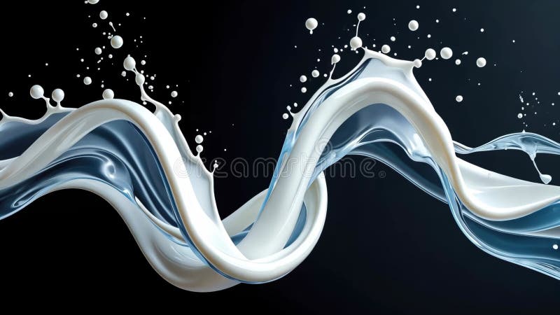 Dynamic Splash of Milk and Water on Dark Background Stock Footage ...