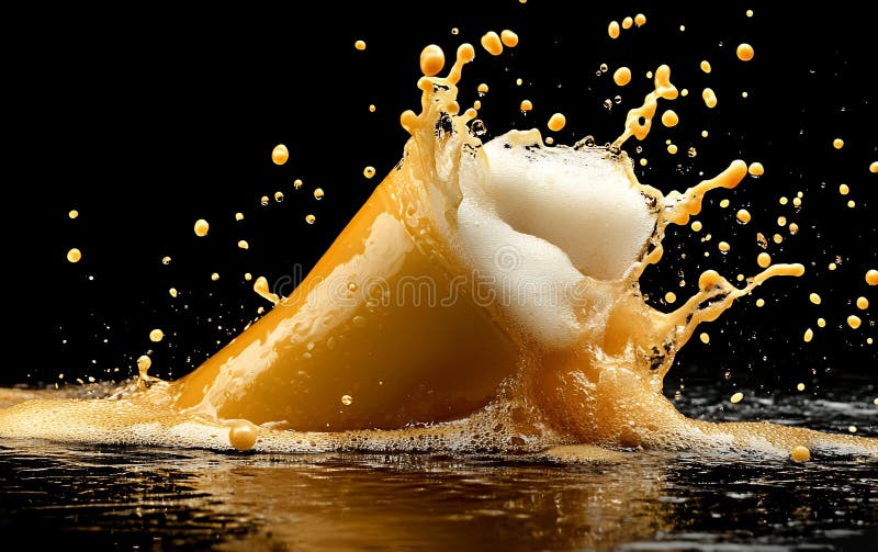 Dynamic Splash Orange Liquid Mid Air Captured Black Background Stock ...