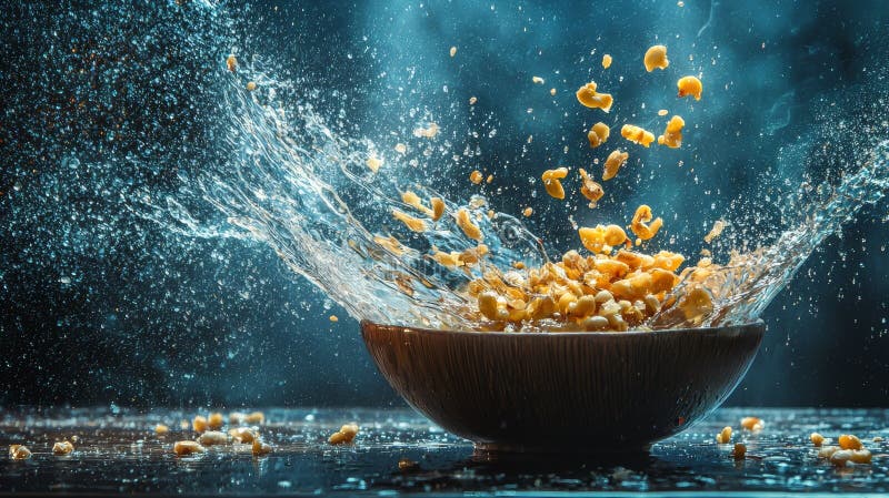 Dynamic Splash of Pasta in Water with Dramatic Lighting Stock Image ...