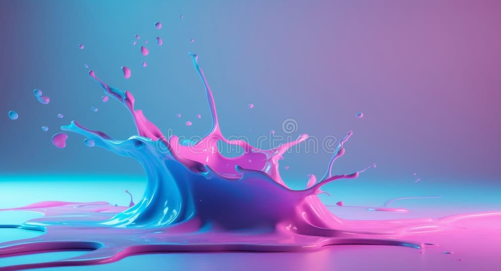 Dynamic Splash of Pink and Blue Liquid, Highlighting Motion and ...