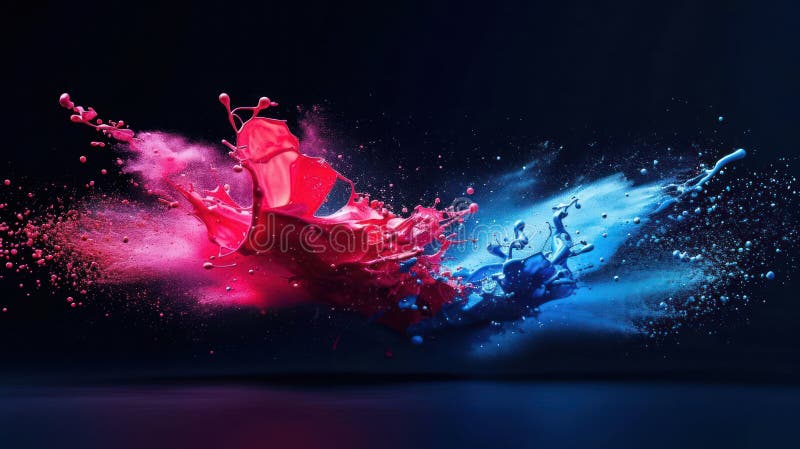 A Dynamic Splash of Pink and Blue Paint, Showcasing Vibrant Colors and ...